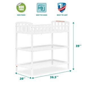 Dream On Me Emily Changing Table In White, Comes With 1" Changing Pad, Features Two Shelves, Portable Changing Station, Made Of Sustainable New Zealand Pinewood