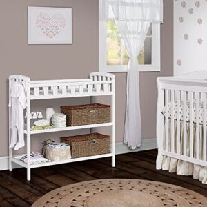 Dream On Me Emily Changing Table In White, Comes With 1" Changing Pad, Features Two Shelves, Portable Changing Station, Made Of Sustainable New Zealand Pinewood