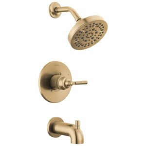 Delta Faucet Saylor 14 Series Gold Tub and Shower Faucet Combo, Bathtub and Shower Trim System, Shower Trim Kit, Bathtub Faucet Set, Shower Tub Faucet, Champagne Bronze T14435-CZ (Valve Not Included)