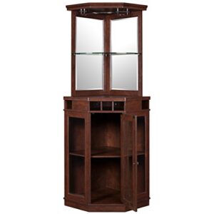 red barrel studio corner arms bar with wine storage (mahogany)