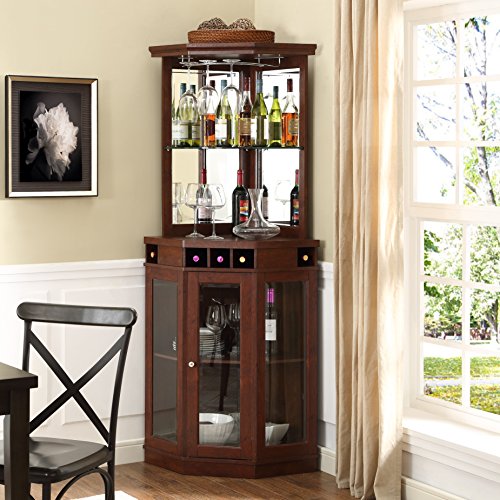 Red Barrel Studio Corner Arms Bar with Wine Storage (Mahogany)