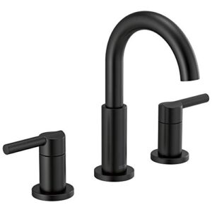 delta faucet nicoli widespread bathroom faucet 3 hole, matte black bathroom faucet, bathroom sink faucet, drain assembly, matte black 35749lf-bl