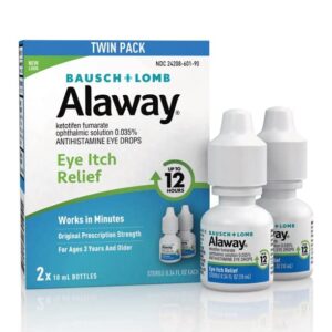 allergy eye itch relief eye drops by alaway, antihistamine, 10 ml (pack of 2), packaging may vary