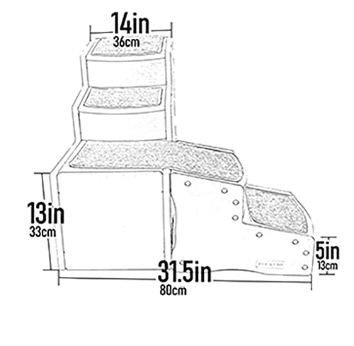 Pet Gear Easy Step Bed Stair for Cats/Dogs, Adjusts to Either Side of Bed, Removable Washable Carpet Treads, Storage Compartment, for Pets Up to 75lbs