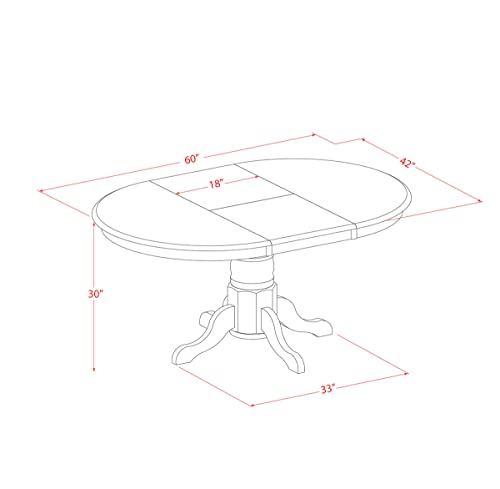 East-West Furniture AVVA7-OAK-C Mid-Century Dining Table Set- 6 Fantastic Dining Chairs with Linen Fabric Seat - A Wonderful Butterfly Leaf Round Dining Table (Oak Finish)