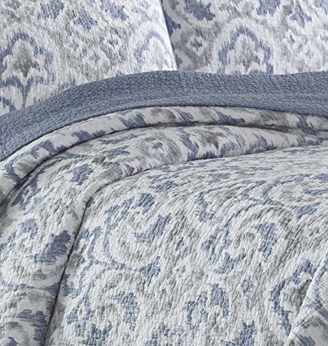 Tommy Bahama Quilt Set Reversible Cotton Bedding with Matchin Shams, All Season Home Decor, King, Cape Verde Smoke Grey/Blue