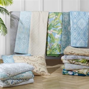 Tommy Bahama Quilt Set Reversible Cotton Bedding with Matchin Shams, All Season Home Decor, King, Cape Verde Smoke Grey/Blue