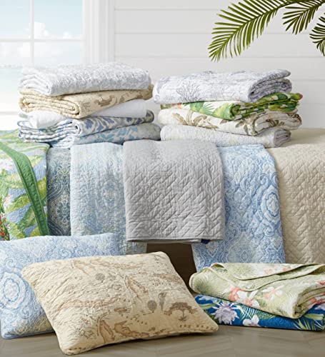 Tommy Bahama Quilt Set Reversible Cotton Bedding with Matchin Shams, All Season Home Decor, King, Cape Verde Smoke Grey/Blue