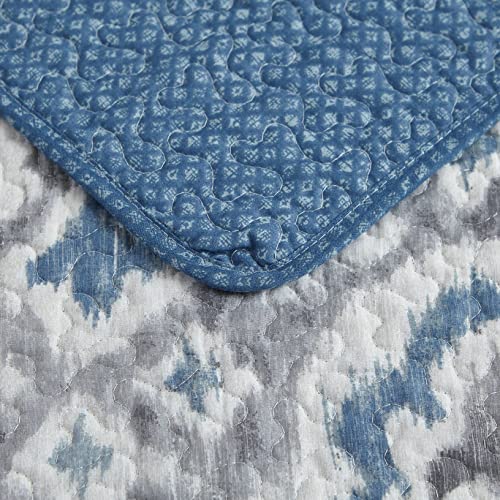 Tommy Bahama Quilt Set Reversible Cotton Bedding with Matchin Shams, All Season Home Decor, King, Cape Verde Smoke Grey/Blue