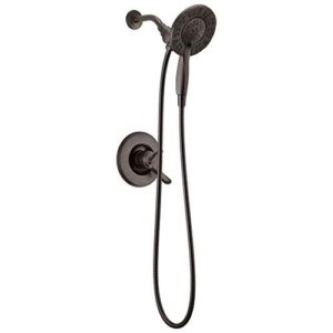 delta faucet linden 17 series dual-function shower faucet, shower trim kit with 4-spray in2ition 2-in-1 dual hand held shower head with hose, venetian bronze t17294-rb-i (valve not included)