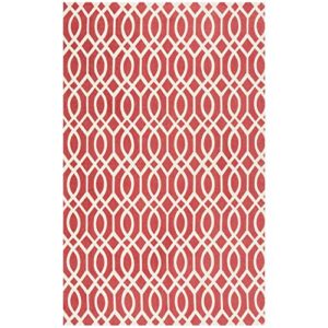 SAFAVIEH Cedar Brook Collection 5' x 8' Coral / Ivory CDR141G Handmade Geometric Cotton Area Rug