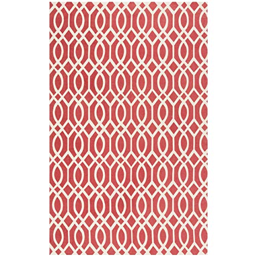 SAFAVIEH Cedar Brook Collection 5' x 8' Coral / Ivory CDR141G Handmade Geometric Cotton Area Rug