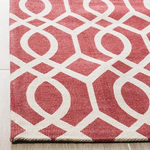 SAFAVIEH Cedar Brook Collection 5' x 8' Coral / Ivory CDR141G Handmade Geometric Cotton Area Rug