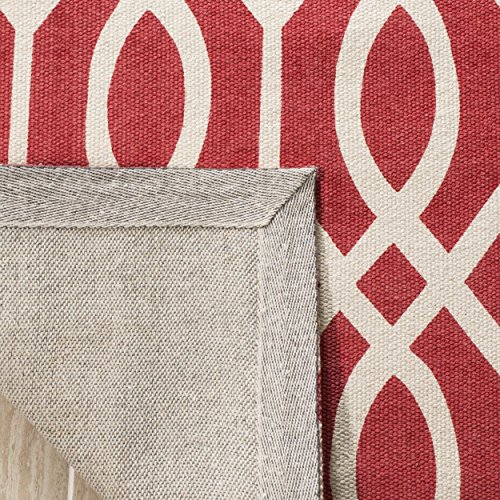 SAFAVIEH Cedar Brook Collection 5' x 8' Coral / Ivory CDR141G Handmade Geometric Cotton Area Rug