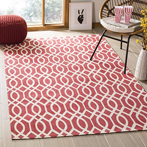 SAFAVIEH Cedar Brook Collection 5' x 8' Coral / Ivory CDR141G Handmade Geometric Cotton Area Rug