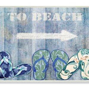 Stupell Home Décor To Beach With Sandals Rectangle Wall Plaque, 10 x 0.5 x 15, Proudly Made in USA