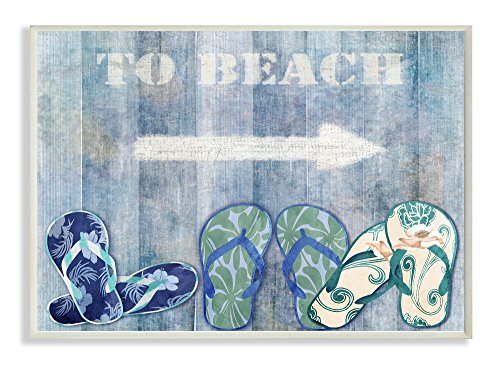 Stupell Home Décor To Beach With Sandals Rectangle Wall Plaque, 10 x 0.5 x 15, Proudly Made in USA