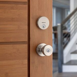 Kwikset 991 Pismo Keyed Entry Knob and Single Cylinder Deadbolt Combo Pack Featuring SmartKey and Microban in Satin Nickel