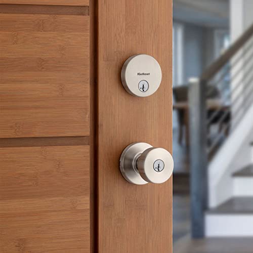 Kwikset 991 Pismo Keyed Entry Knob and Single Cylinder Deadbolt Combo Pack Featuring SmartKey and Microban in Satin Nickel