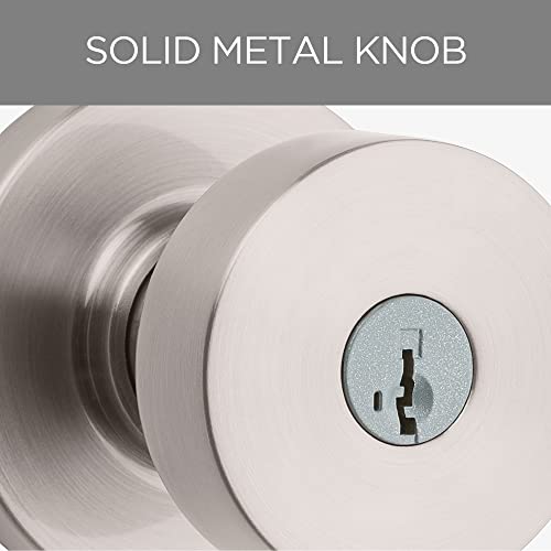 Kwikset 991 Pismo Keyed Entry Knob and Single Cylinder Deadbolt Combo Pack Featuring SmartKey and Microban in Satin Nickel