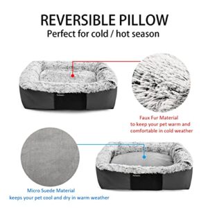 PetMedics Calming Orthopedic Washable Dog Bed with Warming & Cooling Memory Foam Pillow - Chew Proof & Waterproof Bed for Extra Large, Large, Medium, Small Dogs, Puppy, Cat, Kittens, and Pets