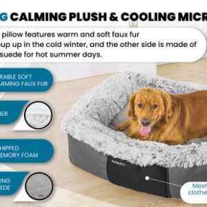 PetMedics Calming Orthopedic Washable Dog Bed with Warming & Cooling Memory Foam Pillow - Chew Proof & Waterproof Bed for Extra Large, Large, Medium, Small Dogs, Puppy, Cat, Kittens, and Pets