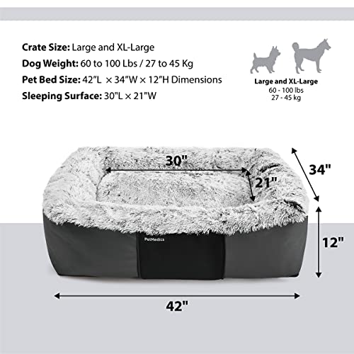 PetMedics Calming Orthopedic Washable Dog Bed with Warming & Cooling Memory Foam Pillow - Chew Proof & Waterproof Bed for Extra Large, Large, Medium, Small Dogs, Puppy, Cat, Kittens, and Pets