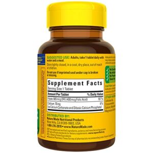 Nature Made Folic Acid 400 mcg (665 mcg DFE), Dietary Supplement for Nervous System Function, 250 Tablets, 250 Day Supply