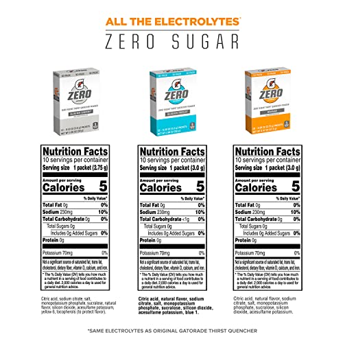 Gatorade G Zero Powder, Glacier Cherry Variety Pack, 0.10oz Individual Packets - 10 Count (Pack of 5)