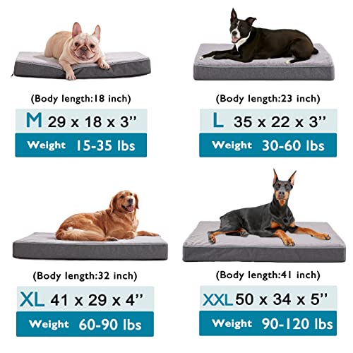 WATANIYA PET Memory Foam Large Dog Bed, Orthopedic Dog Crate Bed with Cooling Gel Foam, Waterproof Liner and Washable Cover, Joint Relief Pet Sleeping Bed for Medium Large Dogs