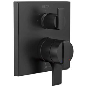 delta faucet t27867-bl angular modern monitor 17 series valve 3-setting integrated shower trim with diverter, matte black