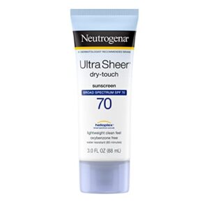 neutrogena ultra sheer dry-touch water resistant and non-greasy sunscreen lotion with broad spectrum spf 70, 3 fl oz (pack of 1)