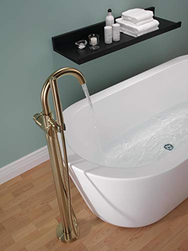 Delta Faucet Trinsic Floor-Mount Freestanding Tub Filler with Hand Held Shower, Champagne Bronze T4759-CZFL (Valve Not Included)