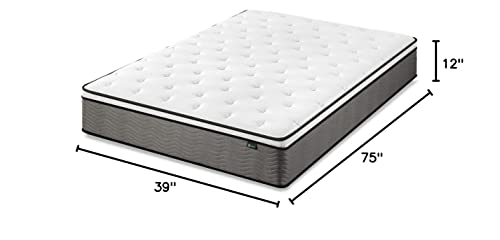 ZINUS 12 Inch Support Plus Pocket Spring Hybrid Mattress / Extra Firm Feel / Heavier Coils for Durable Support / Pocket Innersprings for Motion Isolation / Mattress-in-a-Box, Twin