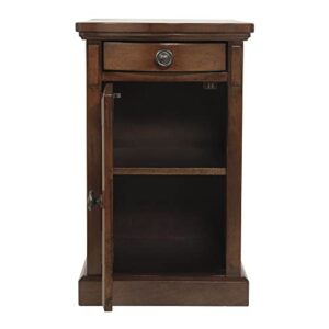 Signature Design by Ashley Laflorn Traditional Chair Side End Table with 2 USB Ports & Outlets, Medium Brown