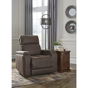 Signature Design by Ashley Laflorn Traditional Chair Side End Table with 2 USB Ports & Outlets, Medium Brown