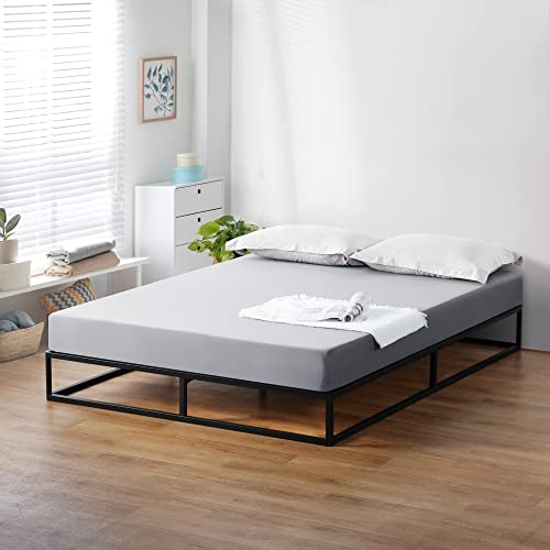 Olee Sleep 9 Inch Modern Metal Platform Bed Frame Steel Slats Mattress Foundation No Box Spring Needed, Full, Black