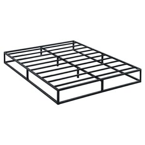 Olee Sleep 9 Inch Modern Metal Platform Bed Frame Steel Slats Mattress Foundation No Box Spring Needed, Full, Black