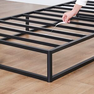 Olee Sleep 9 Inch Modern Metal Platform Bed Frame Steel Slats Mattress Foundation No Box Spring Needed, Full, Black