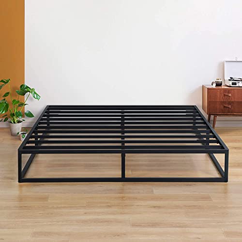 Olee Sleep 9 Inch Modern Metal Platform Bed Frame Steel Slats Mattress Foundation No Box Spring Needed, Full, Black