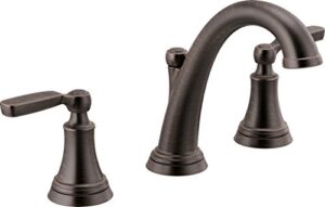 delta faucet woodhurst widespread bathroom faucet, oil rubbed bronze bathroom faucet 3 hole, bathroom sink faucet, metal drain assembly, venetian bronze 3532lf-rb