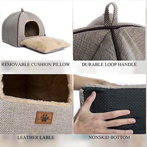 WINDRACING Cat Bed for Indoor Cats - Cat Cave Bed Cat House Cat Tent with Removable Washable Cushioned Pillow, Soft and Self Warming Kitten beds,Cat Beds & Furniture, Pet Bed