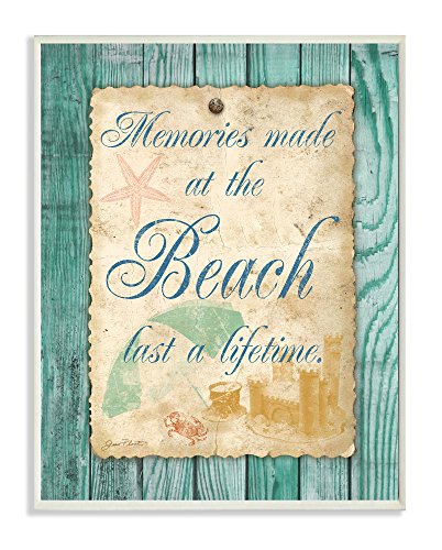 Stupell Home Décor Memories Are Made At The Beach Rectangle Wall Plaque, 10 x 0.5 x 15, Proudly Made in USA