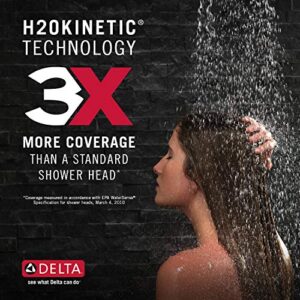 Delta Faucet HydroRain 2-in-1 Matte Black Rain Shower Head with 5-Spray In2ition Dual Shower Head with Handheld Spray, H2Okinetic Matte Black Shower Head with Hose, Matte Black 58680-BL25