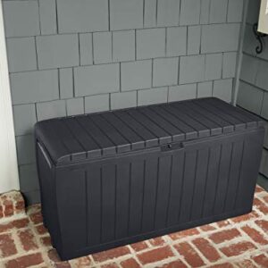 Keter Marvel Plus 71 Gallon Resin Outdoor Box for Patio Furniture Cushion Storage, Grey