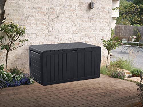 Keter Marvel Plus 71 Gallon Resin Outdoor Box for Patio Furniture Cushion Storage, Grey