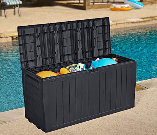 Keter Marvel Plus 71 Gallon Resin Outdoor Box for Patio Furniture Cushion Storage, Grey