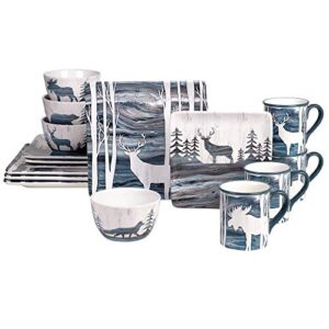 certified international fluidity lodge 16 piece dinnerware set, service for 4