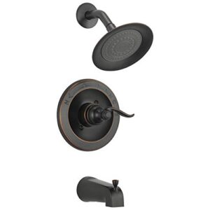 delta faucet windemere single-function tub and shower trim kit with single-spray shower head, oil rubbed bronze bt14496-ob (valve not included)