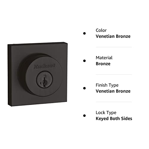 Kwikset 159SQT-11PS Halifax Square Double Cylinder Deadbolt Smart Key Venetian Bronze Finish